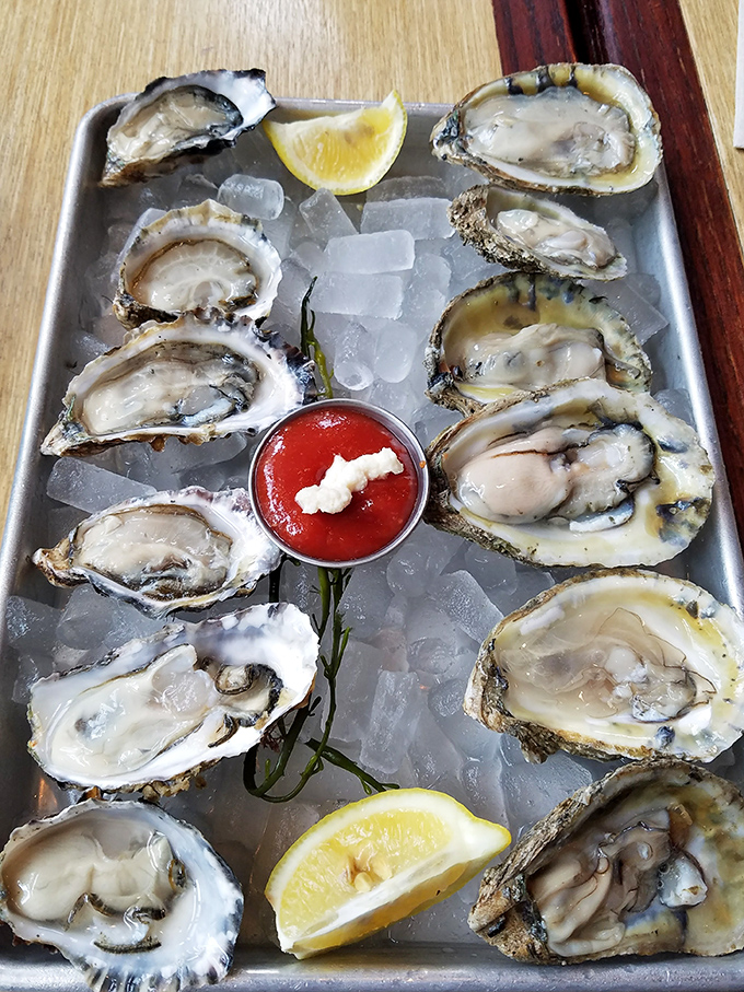 A dozen glistening oysters on ice&mdash;nature's perfect appetizer and proof that sometimes the simplest pleasures require nothing more than a squeeze of lemon.