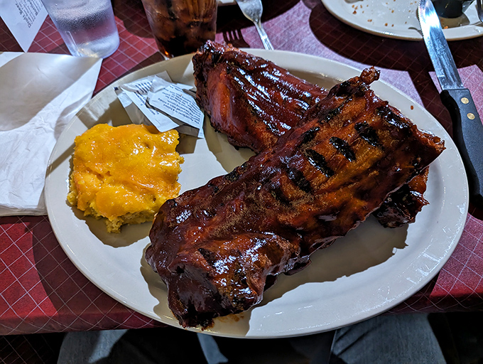 These ribs don't just fall off the bone&mdash;they practically leap onto your fork, accompanied by that golden square of tamale pie that steals the spotlight.
