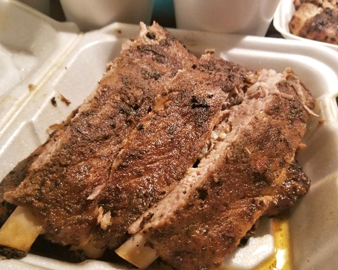 These ribs have the kind of bark that makes tree bark jealous. The smoke ring is practically wearing a halo.