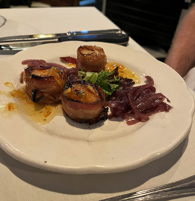 Bacon-wrapped medallions that could make a vegetarian question their life choices. The caramelization on these beauties is what dreams are made of.