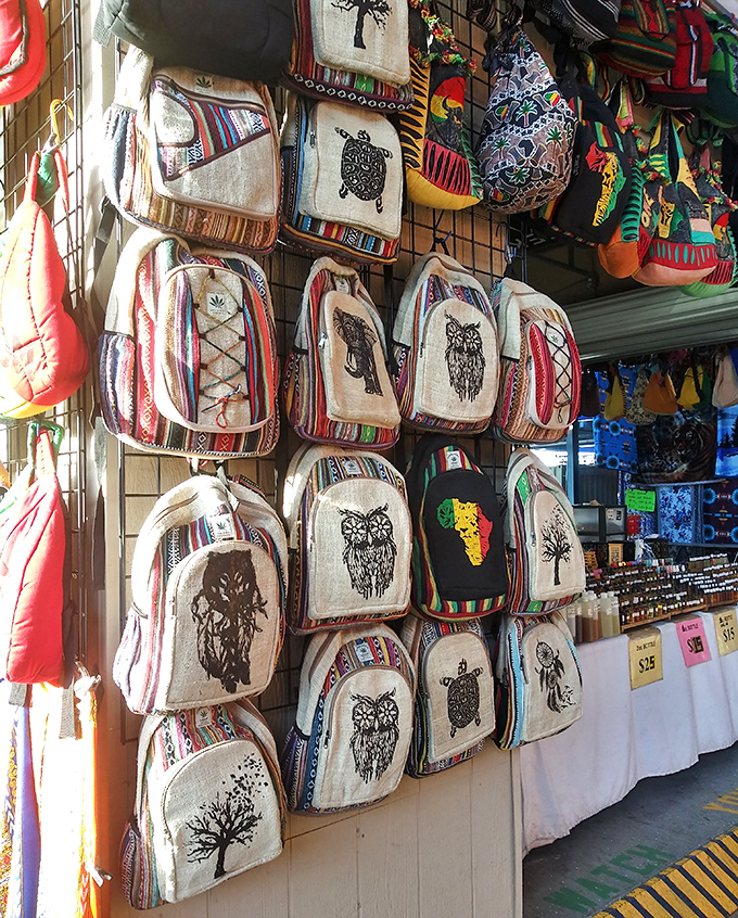 Handcrafted backpacks featuring owls, turtles, and trees offer both function and Southwestern flair. Practical art for your shoulders!