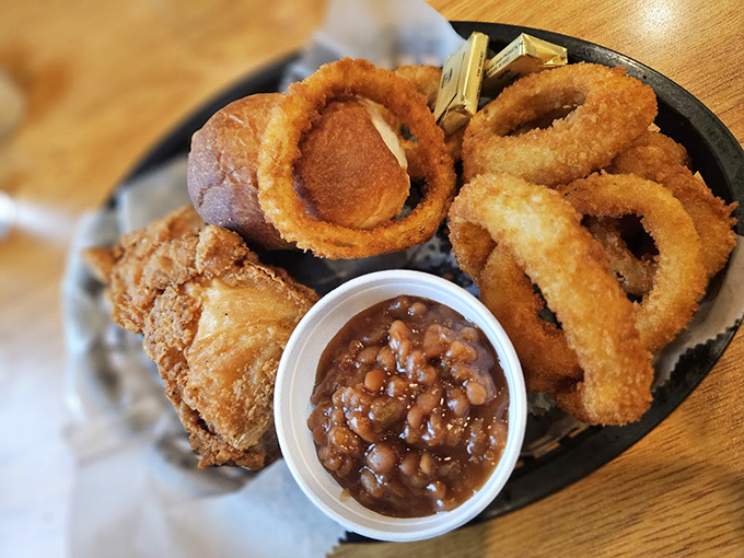 Those onion rings could make a grown person weep tears of joy and crispy satisfaction.
