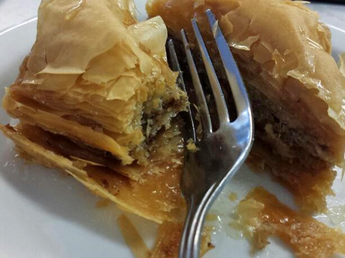 Layers of flaky phyllo, honey, and nuts create baklava so authentic it could start diplomatic relations between Athens and Columbus.