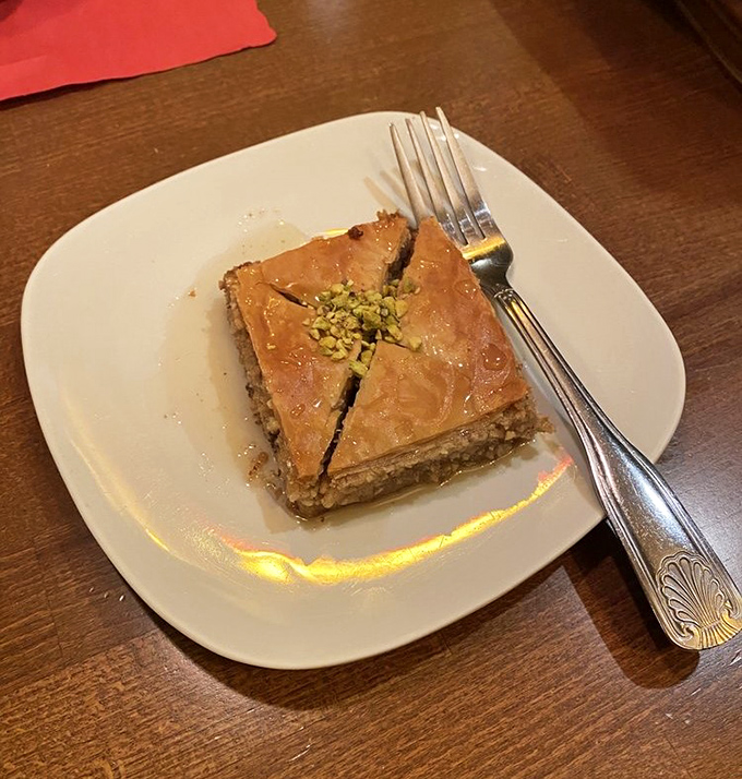 Baklava that would make Greek gods jealous. Honey-soaked layers of phyllo and nuts that shatter delicately with each bite.