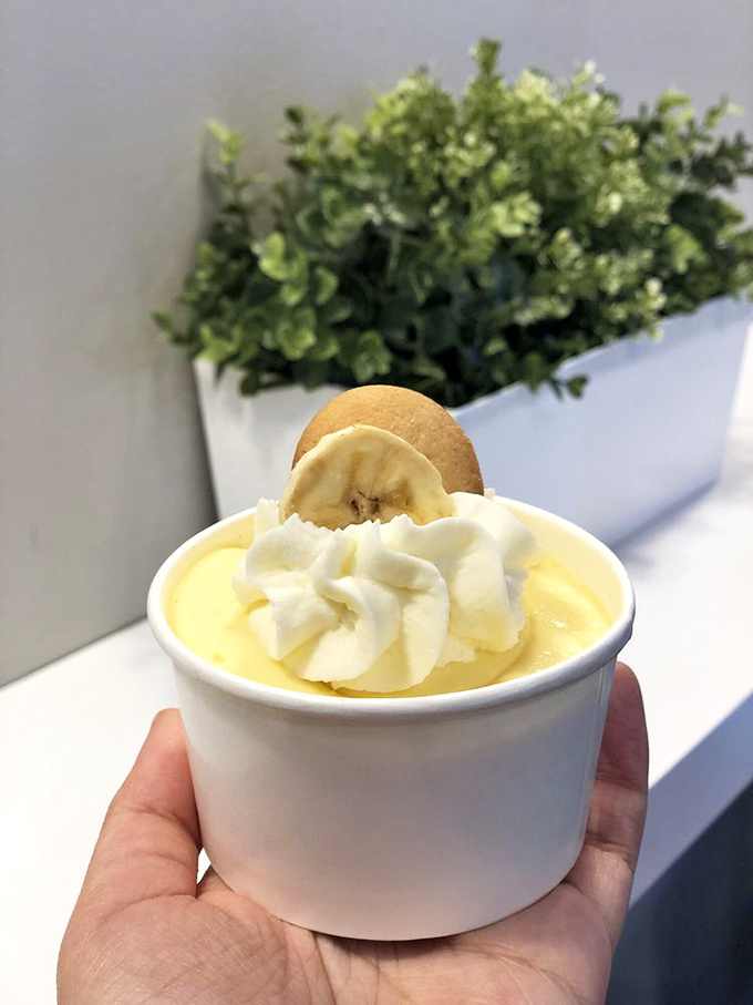 Banana pudding that deserves its own zip code. That vanilla wafer perched on top is like the cherry on a sundae&mdash;the perfect finishing touch.