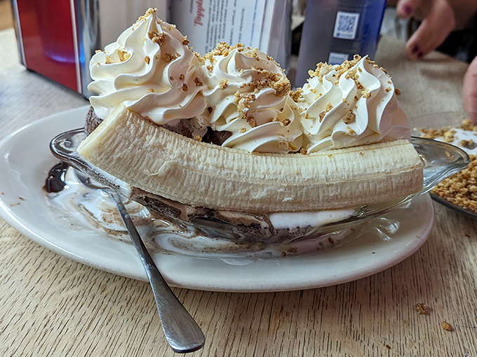 The banana split at Michael's isn't just dessert&mdash;it's architecture, art, and pure bliss stacked into one magnificent creation.