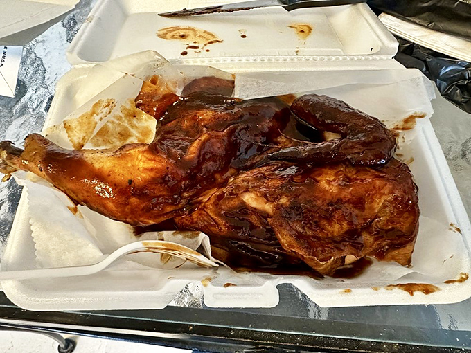 BBQ chicken so perfectly lacquered with sauce, it practically glows. This isn't just dinner&mdash;it's edible artwork with a smoky soul that would make any pitmaster proud.