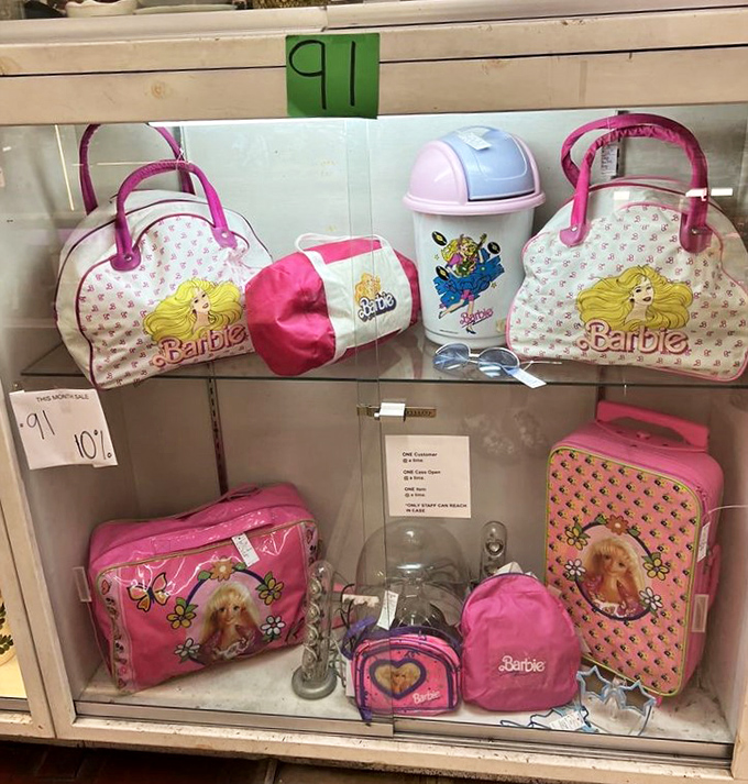 Barbie's vintage accessories collection&mdash;proof that fashion sense and pink have been inseparable companions since the 1960s.