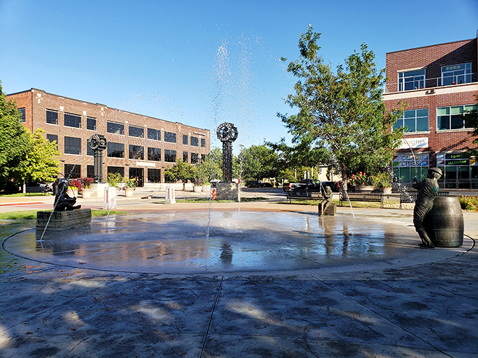 Bass Street Landing's playful fountain invites impromptu splashing in summer, proving some of life's best moments cost nothing but a willingness to get wet.