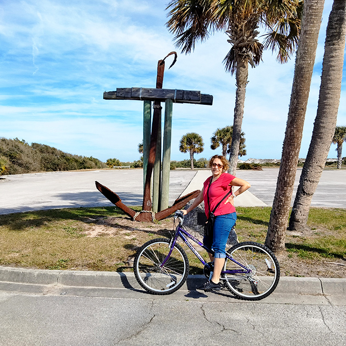 Biking alongside maritime history &ndash; that anchor isn't just decoration, it's a reminder that adventure has been happening here for centuries.