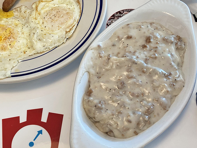 Biscuits and gravy that would make your grandmother both proud and jealous. This creamy, peppery masterpiece demands to be savored slowly.