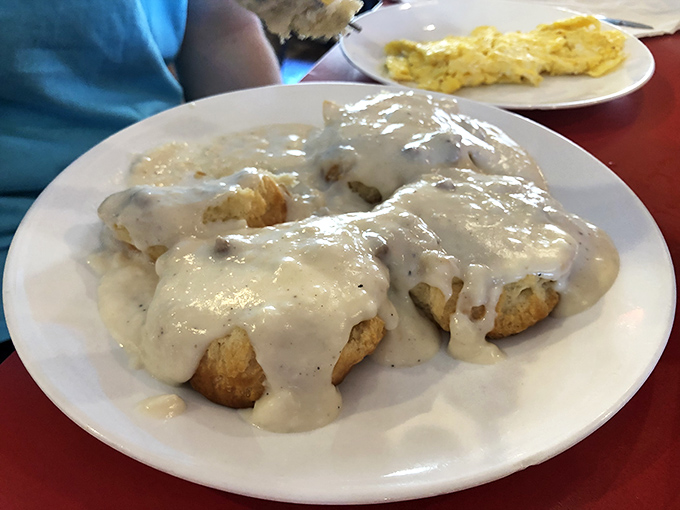 Biscuits swimming in creamy sausage gravy&mdash;the breakfast equivalent of a warm hug from your Southern grandmother, even if you never had one.