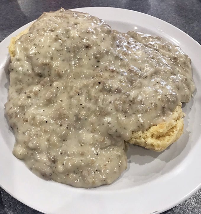 The holy grail of Southern breakfast: biscuits drowning in sausage gravy. Not a diet food, but definitely a happy food that hugs your soul from the inside.