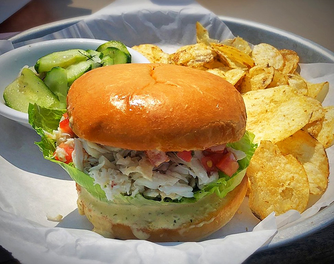 The blue crab sandwich doesn't just speak to your taste buds—it sings a full maritime opera of freshness.