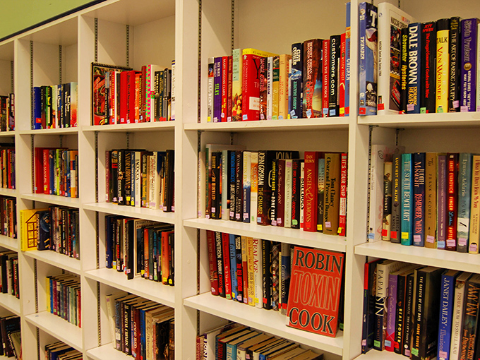 The book section: where dog-eared paperbacks and pristine hardcovers coexist in literary harmony. Spot that Robin Cook thriller you've been meaning to read!