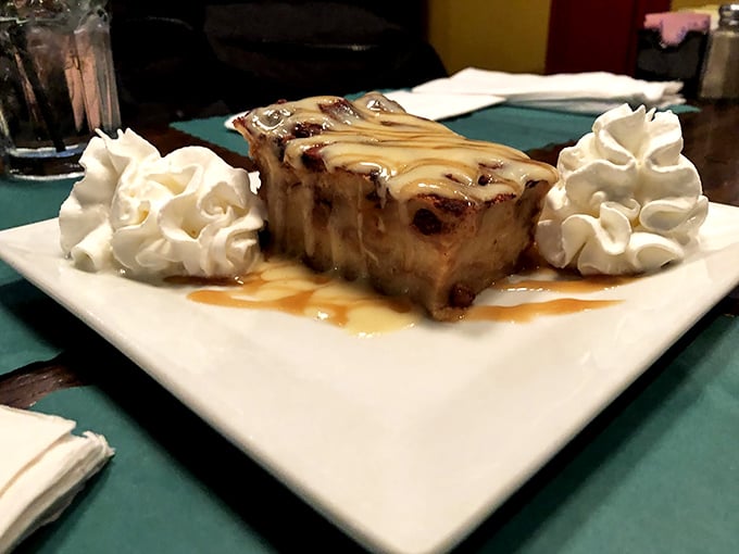 Bread pudding that makes you close your eyes when you take a bite. The whipped cream isn't garnish&mdash;it's the supporting actor in this dessert drama.