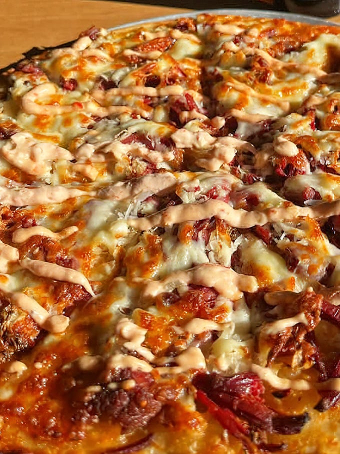 Breakfast pizza that makes you question why we ever limited pizza to lunch and dinner &ndash; a morning revelation topped with melty cheese and savory goodness.