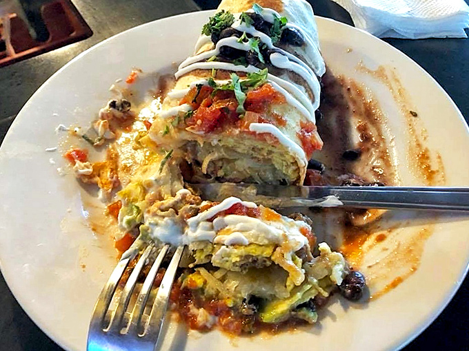 This burrito isn't just a meal, it's an event&mdash;layers of flavor wrapped up like the culinary equivalent of your favorite album where every track is a hit.