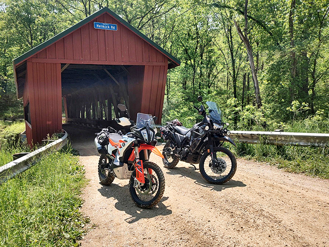Even modern road warriors pause for history. These motorcyclists know some journeys are about the stops, not just the speed.