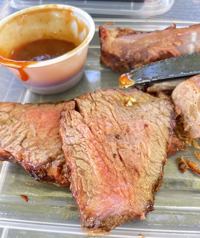 Brisket so perfectly smoked it makes you wonder if you've been eating cardboard all these years and calling it barbecue.