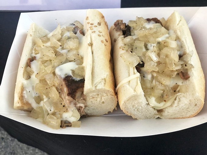 Philly meets Texas in this brilliant cultural mashup. Brisket cheesesteak with perfectly caramelized onions and cheese that doesn't apologize.