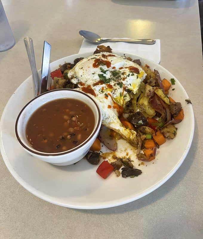 Brisket hash with eggs and beans&mdash;the breakfast equivalent of finding front-row concert tickets in your old jacket pocket.