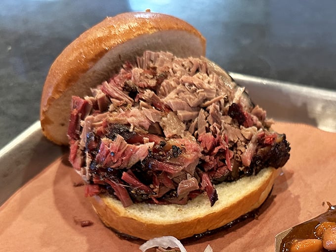 Brisket with that perfect bark and pink smoke ring &ndash; the kind that makes Texans nod in silent, respectful approval.