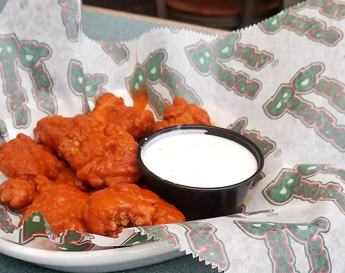 Buffalo wings that don't mess around &ndash; crispy, saucy, and served with that cooling ranch dip that makes you brave enough for "just one more."