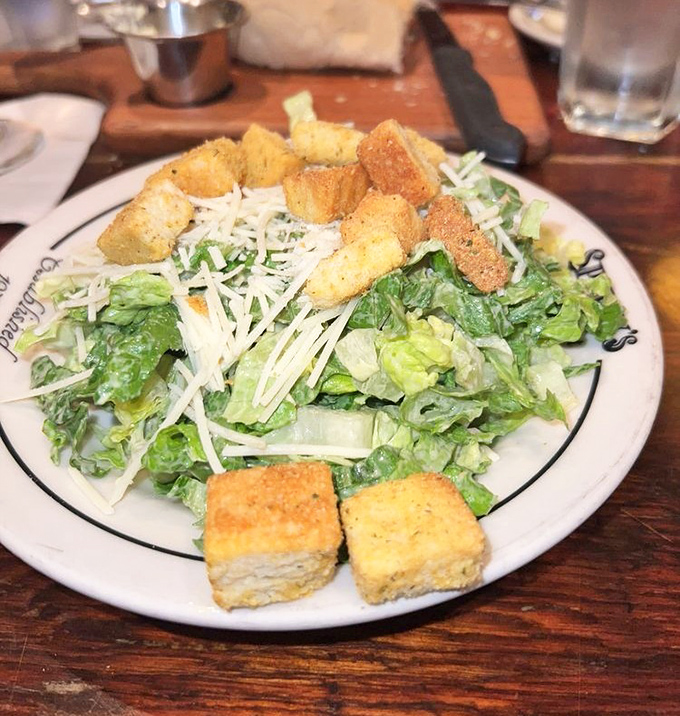 Even their Caesar salad deserves respect&mdash;crisp romaine, house-made croutons, and a dressing that would make Julius himself request seconds.