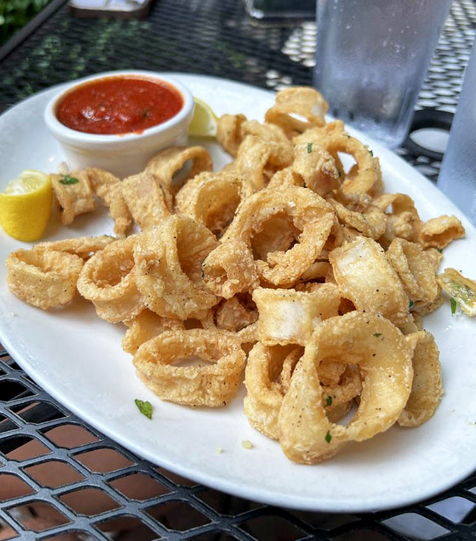 Golden, crispy calamari that shatters with each bite &ndash; the perfect vehicle for that bright marinara sauce waiting on the sidelines.