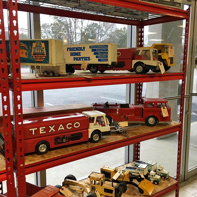 Toy trucks that transport grown men back to childhood faster than a DeLorean hitting 88 mph. Nostalgia on wheels!