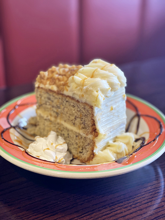 Layer cake that would make your grandmother jealous. This isn't just dessert; it's an architectural achievement with frosting as the mortar between stories of happiness.
