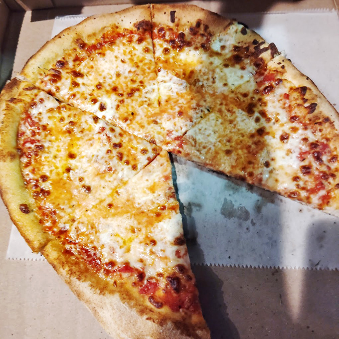 Even in a town famous for seafood, sometimes you just need a perfect cheese pizza &ndash; this one's crust has the ideal balance of chew and crunch.