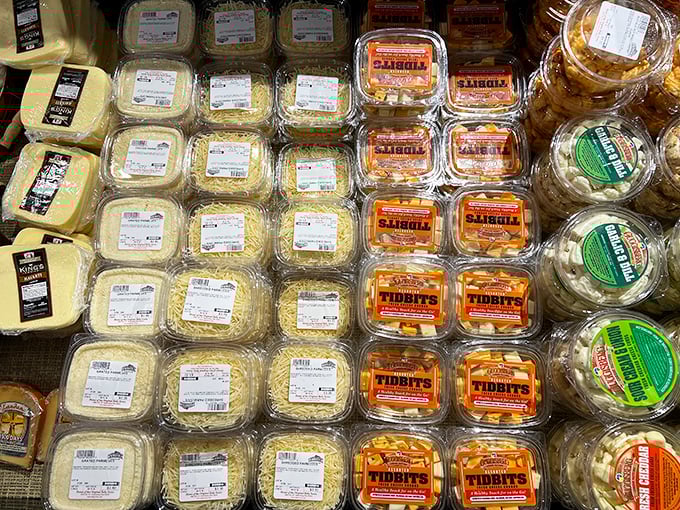 A cheese mosaic that would make any charcuterie board enthusiast weak at the knees. This is what dreams are made of, folks.