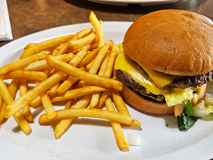 This cheeseburger and golden fries combo proves that lunch deserves the same love as breakfast.