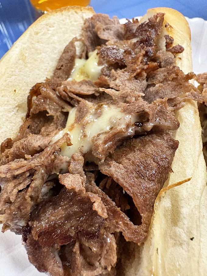 This cheesesteak isn't trying to win beauty contests; it's too busy delivering the kind of honest, hearty satisfaction that fancy food often forgets.
