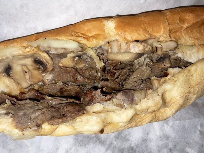 Behold the cheesesteak in its natural habitat&mdash;tender beef and mushrooms melting together in perfect harmony. Philly might get jealous.