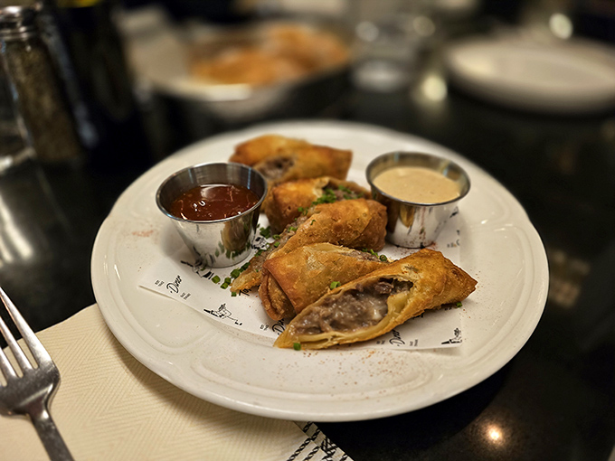These aren't your average egg rolls&mdash;they're cheesesteak's vacation photos from its trip to Asia. Crispy wrappers hiding savory treasures, served with dipping sauces for extra flavor adventure. 