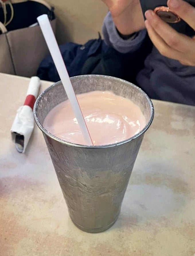 The milkshakes come in these metal mixing cups&mdash;like getting a bonus shake with your shake. It's the gift that keeps on giving.