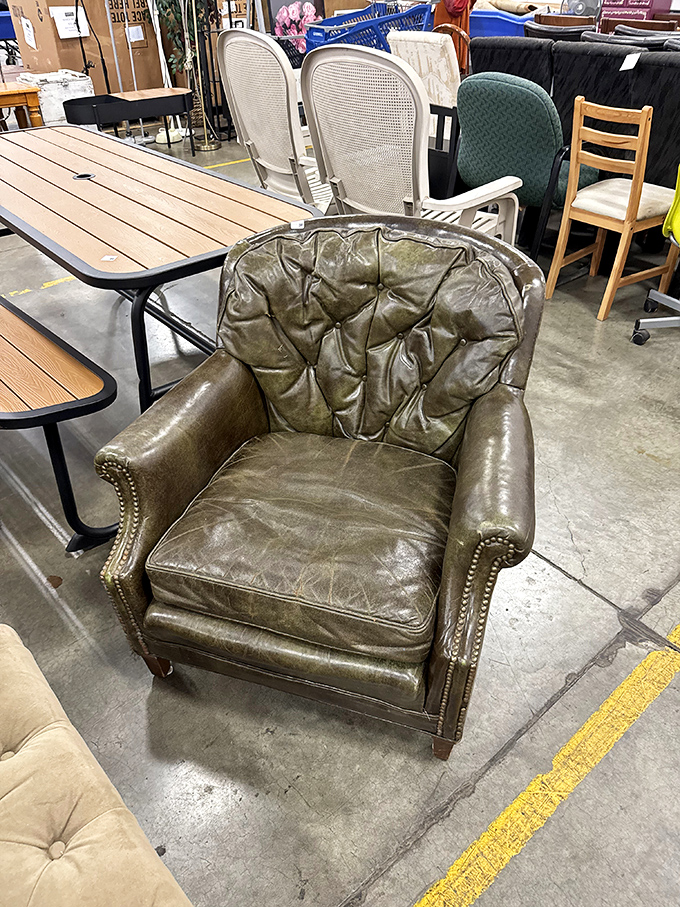 This distinguished leather armchair has stories to tell. For the price of a fancy coffee, you could be its next chapter.