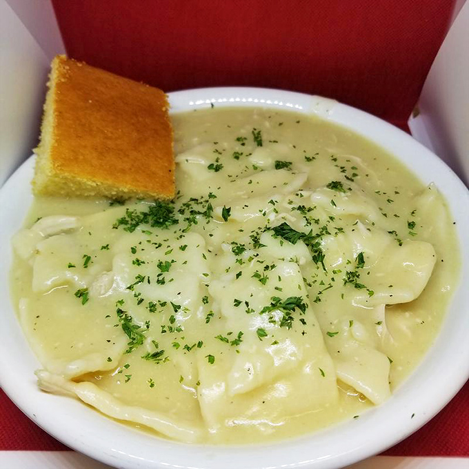 These chicken and dumplings aren't just food; they're time travel in a bowl, taking you straight back to grandma's kitchen with each pillowy, herb-flecked bite.