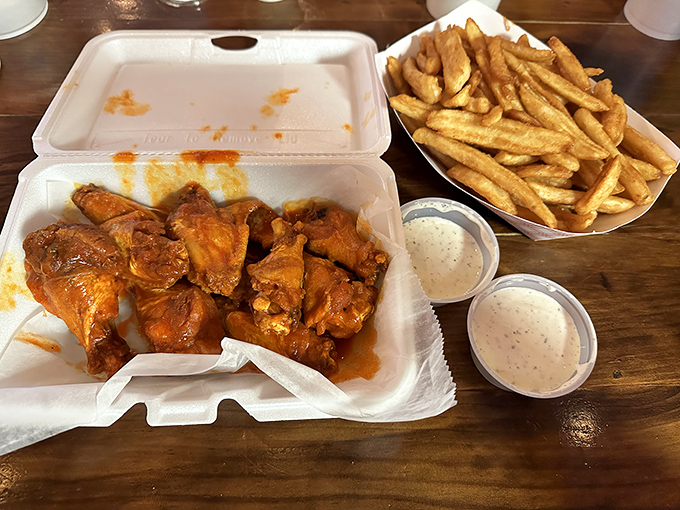 These wings aren't just good for a fish place&mdash;they're good for any place. Crispy, saucy perfection that would make Buffalo proud.