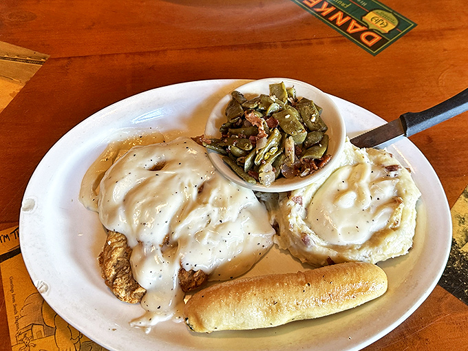 When chicken fried steak comes dressed in gravy this generous, resistance becomes futile.