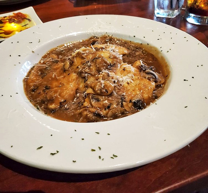 Chicken Marsala so rich and earthy, you'll be tempted to ask for a straw. Those mushrooms have clearly been living their best life in that sauce.