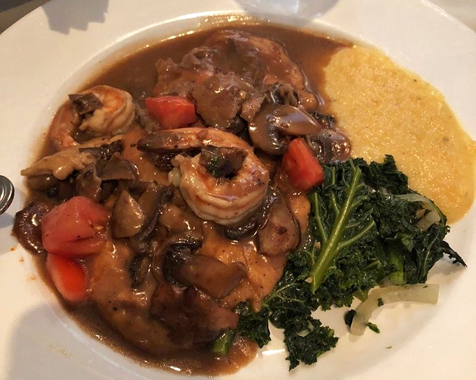 A symphony of shrimp, mushrooms, and marsala sauce that makes you wonder if your Italian grandmother is secretly in the kitchen.