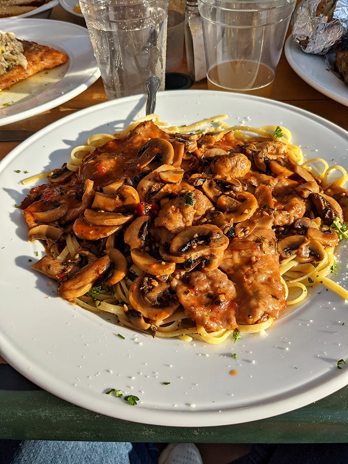 Mushrooms doing the backstroke in marsala sauce atop perfectly saut&eacute;ed chicken. This plate of linguine heaven proves Pennsylvania knows Italian cuisine.