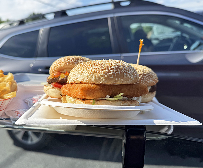 Sesame seed buns cradle golden-fried goodness, proving that sometimes the simplest pleasures&mdash;like this chicken sandwich&mdash;are life's most satisfying indulgences.
