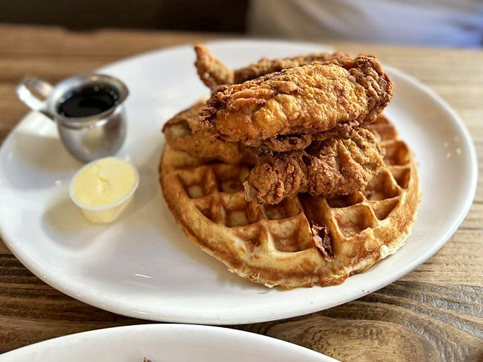 Chicken and waffles: proof that sometimes the best marriages happen between breakfast and dinner, with syrup as the officiant.