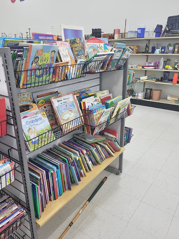 Little hands will discover big adventures in the children's book section, where classic tales find new homes for a fraction of bookstore prices.