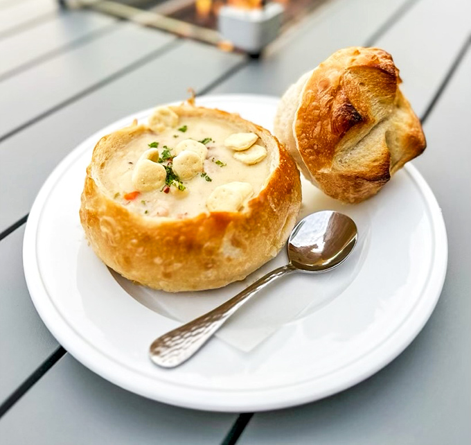 Not just any clam chowder&mdash;this sourdough bread bowl contains the kind of creamy, clam-studded elixir that could cure coastal fog melancholy.
